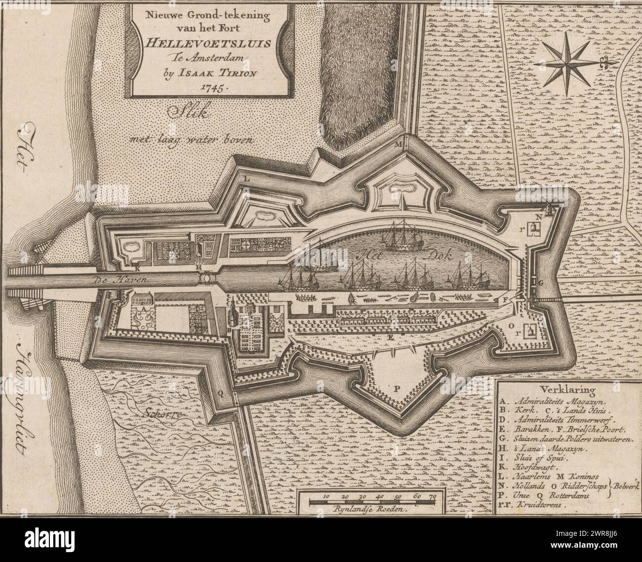 Map of the Fortress Hellevoetsluis, New Ground Drawing of the Fort ...