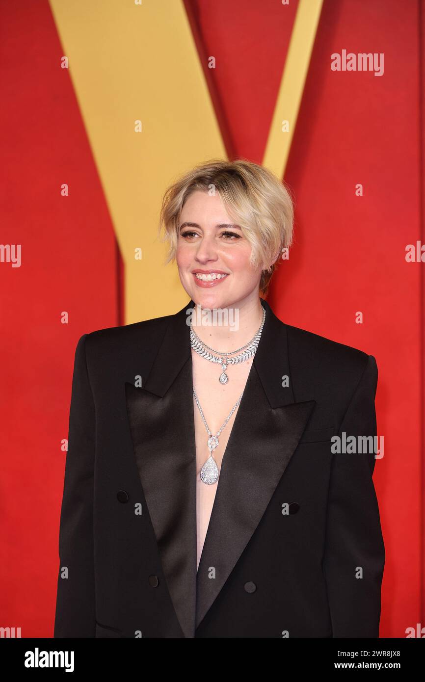 Greta Gerwig attends the 2024 Vanity Fair Oscar Party Hosted By Radhika ...