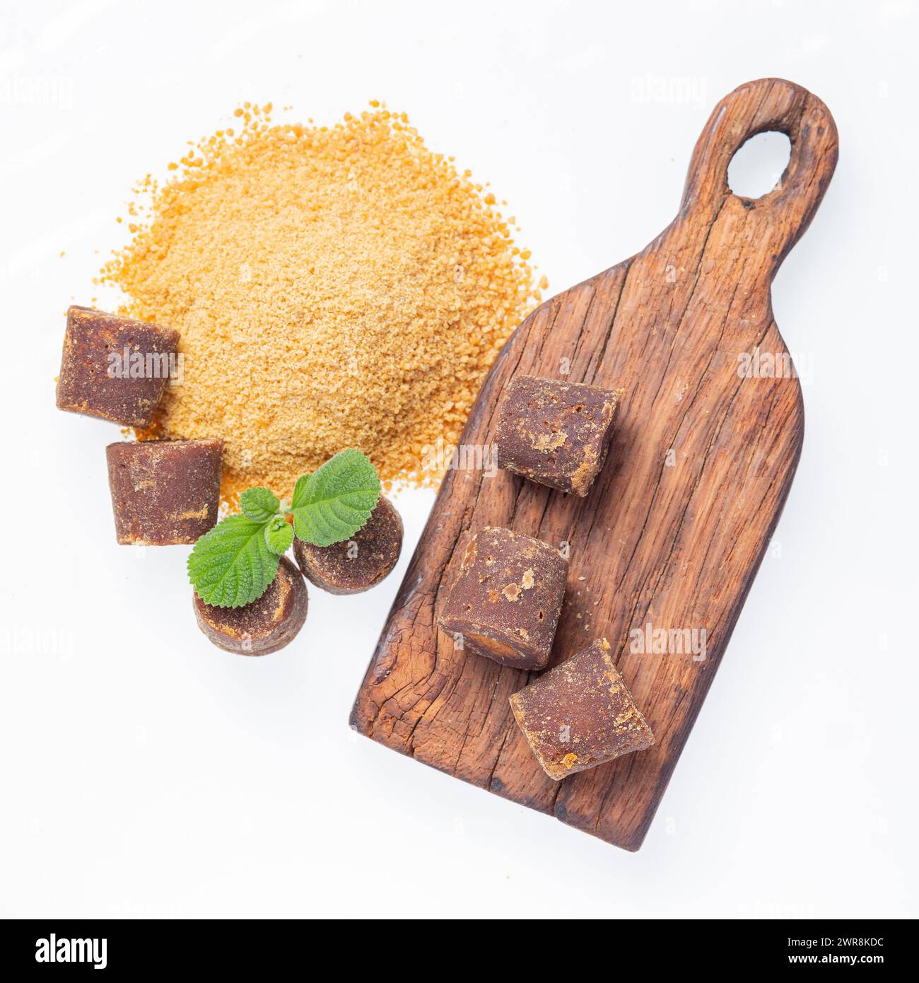 Piloncillo en bar and ground piloncillo, a product of sugar cane Stock ...