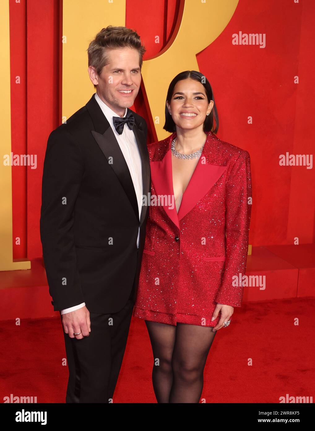 Ryan Piers Williams, America Ferrera attend the 2024 Vanity Fair Oscar ...