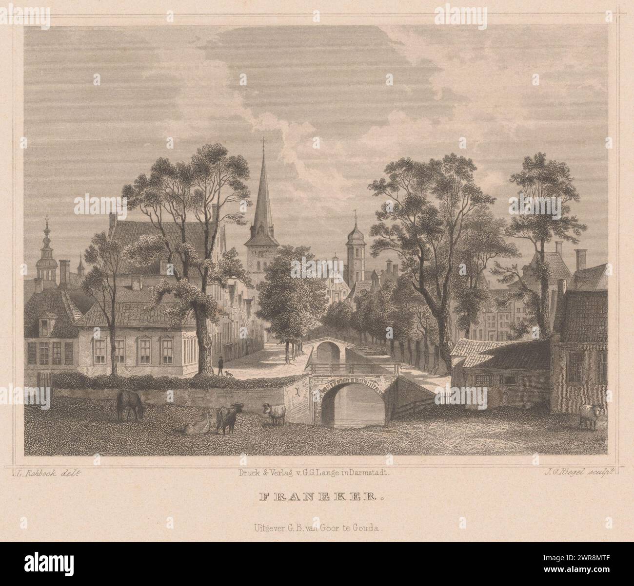 View of Franeker, Franeker (title on object), print maker: Jobst Riegel ...