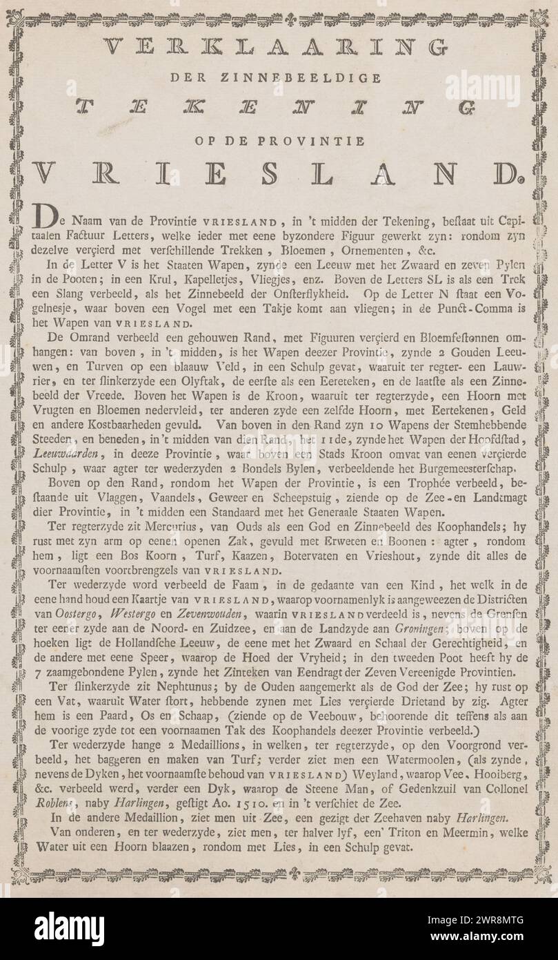Description and explanation of a drawing of the province of Friesland ...