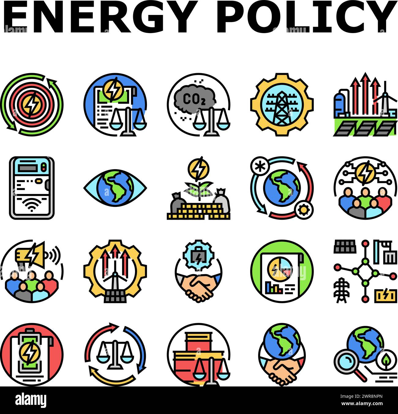 energy policy infrastructure icons set vector Stock Vector Image & Art - Alamy