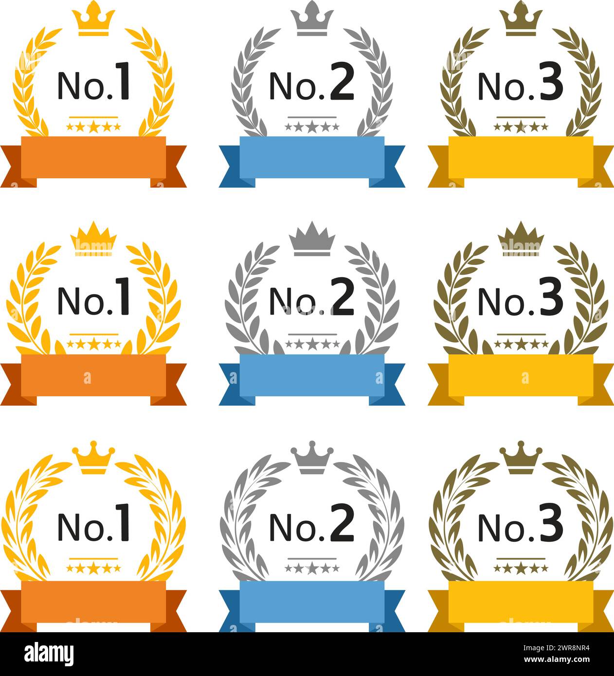 vector logo design with laurel wreath, crown and ribbon. star ranking ...