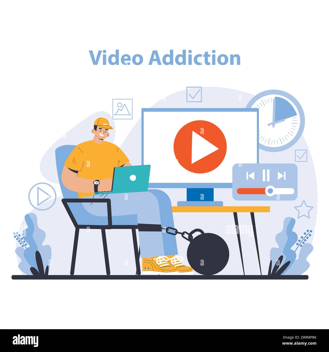 Internet addiction concept. An engaging depiction of a person entrapped ...