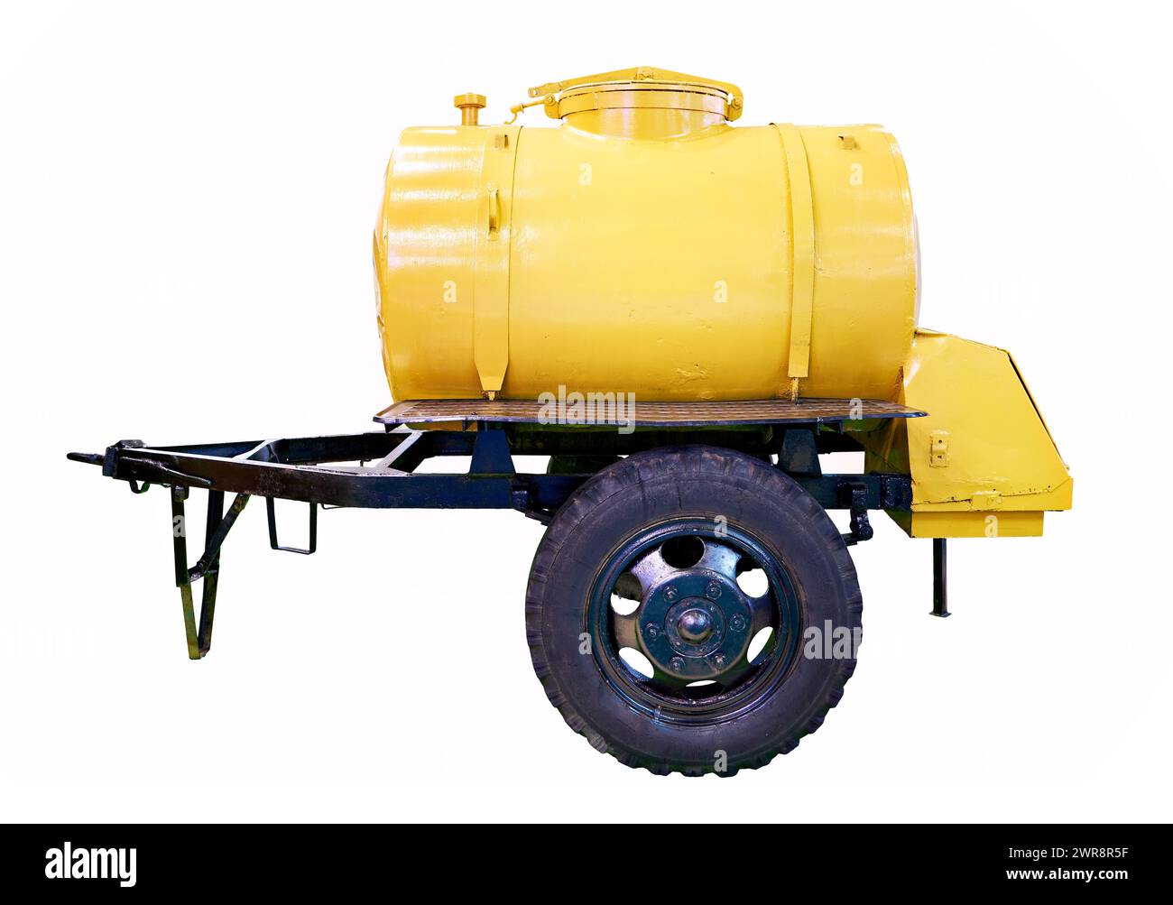 Barrel trailer on wheels for transportation and sale of beer isolated ...