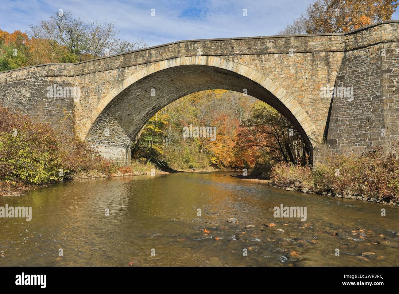 Beautiful fall color surrounding the Casselman River Bridge in Garrett ...