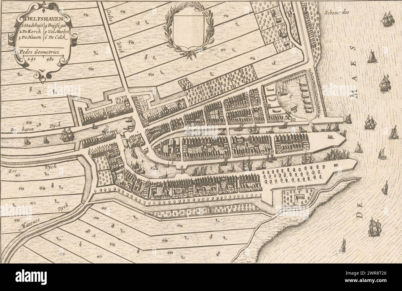 Map of Delfshaven, Delfshaven (title on object), print maker: anonymous ...