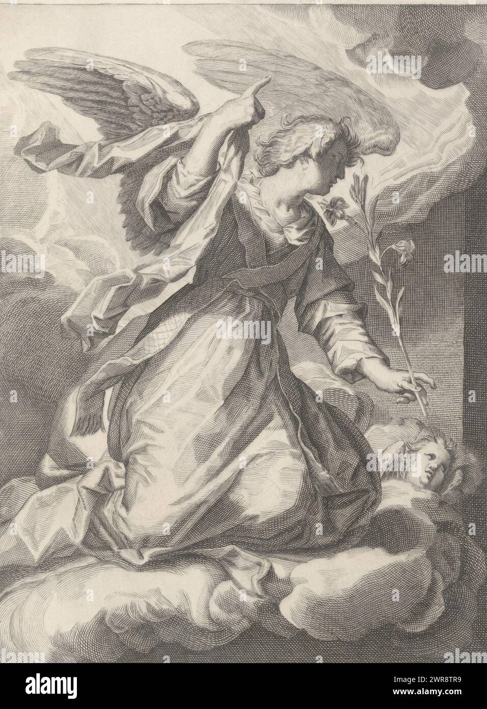Angel Gabriel, The Archangel Gabriel on a cloud. In his left hand he ...