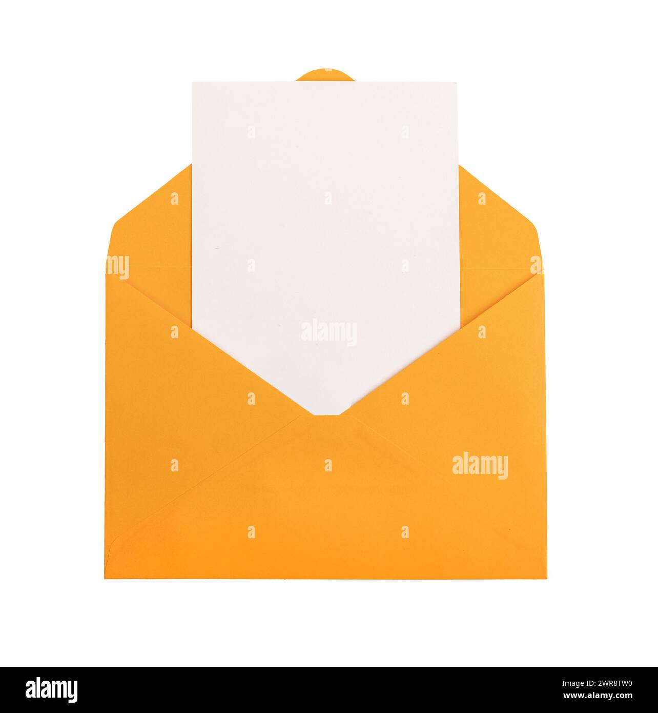 Postcard, vertical card mockup, clean paper sheet from open envelope ...