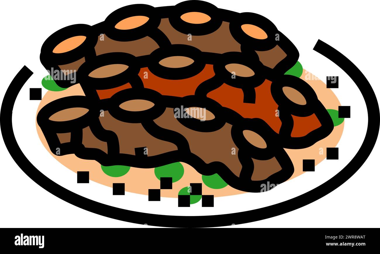 galbi ribs korean cuisine color icon vector illustration Stock Vector ...