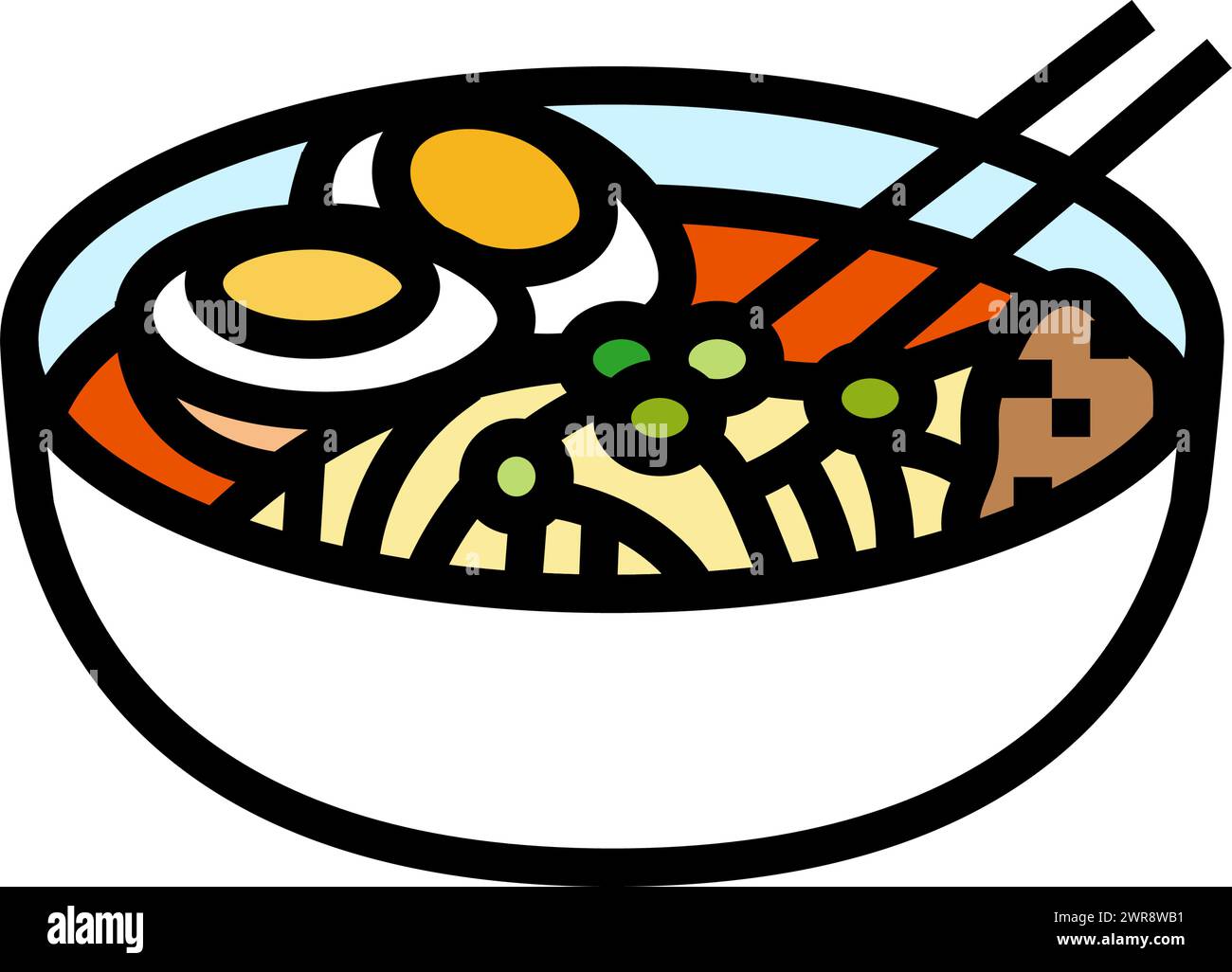 ramyeon noodles korean cuisine color icon vector illustration Stock ...