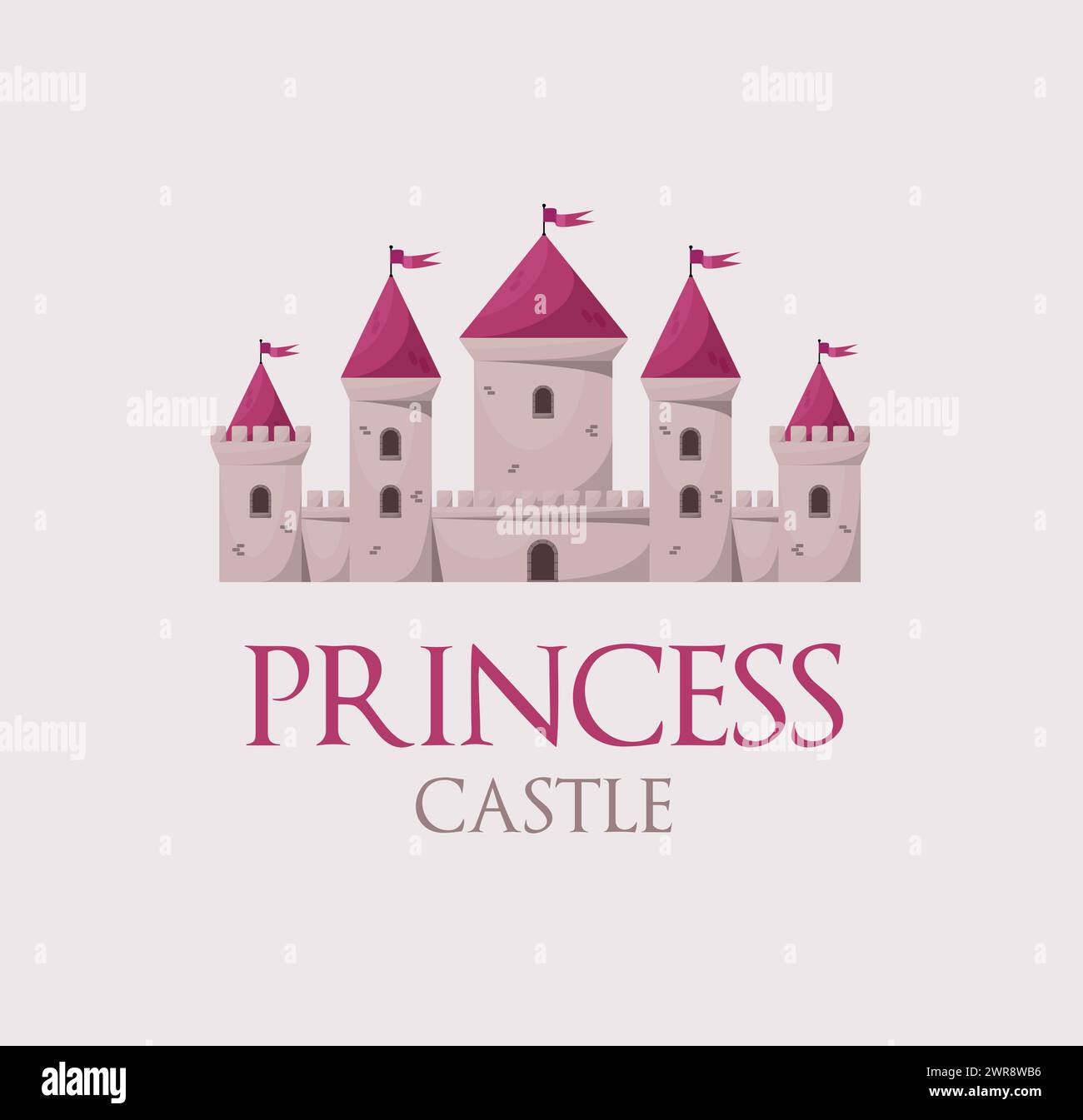 Pink princess medieval vector castle. Cartoon fairy tale castle tower icon Stock Vector Image ...