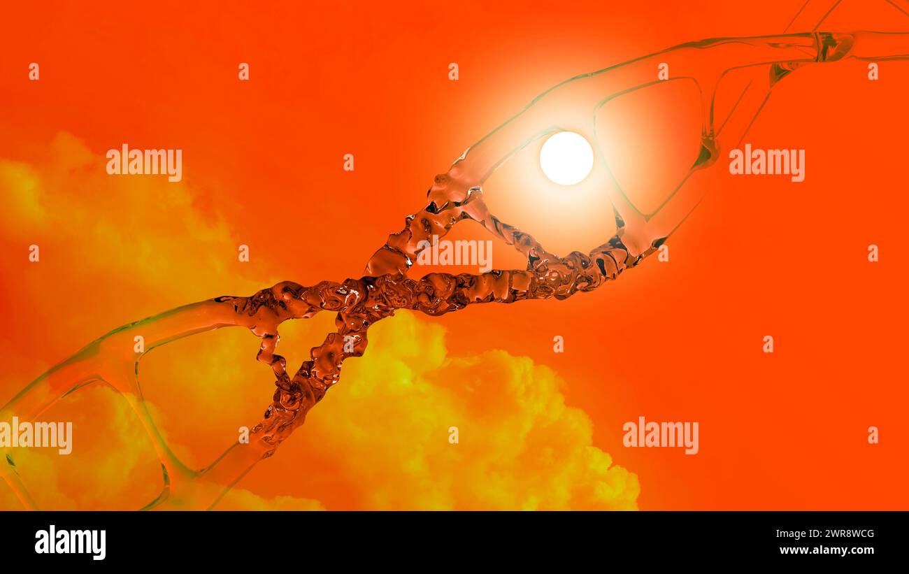 human dna structure with glass helix destroyed, deoxyribonucleic acid ...
