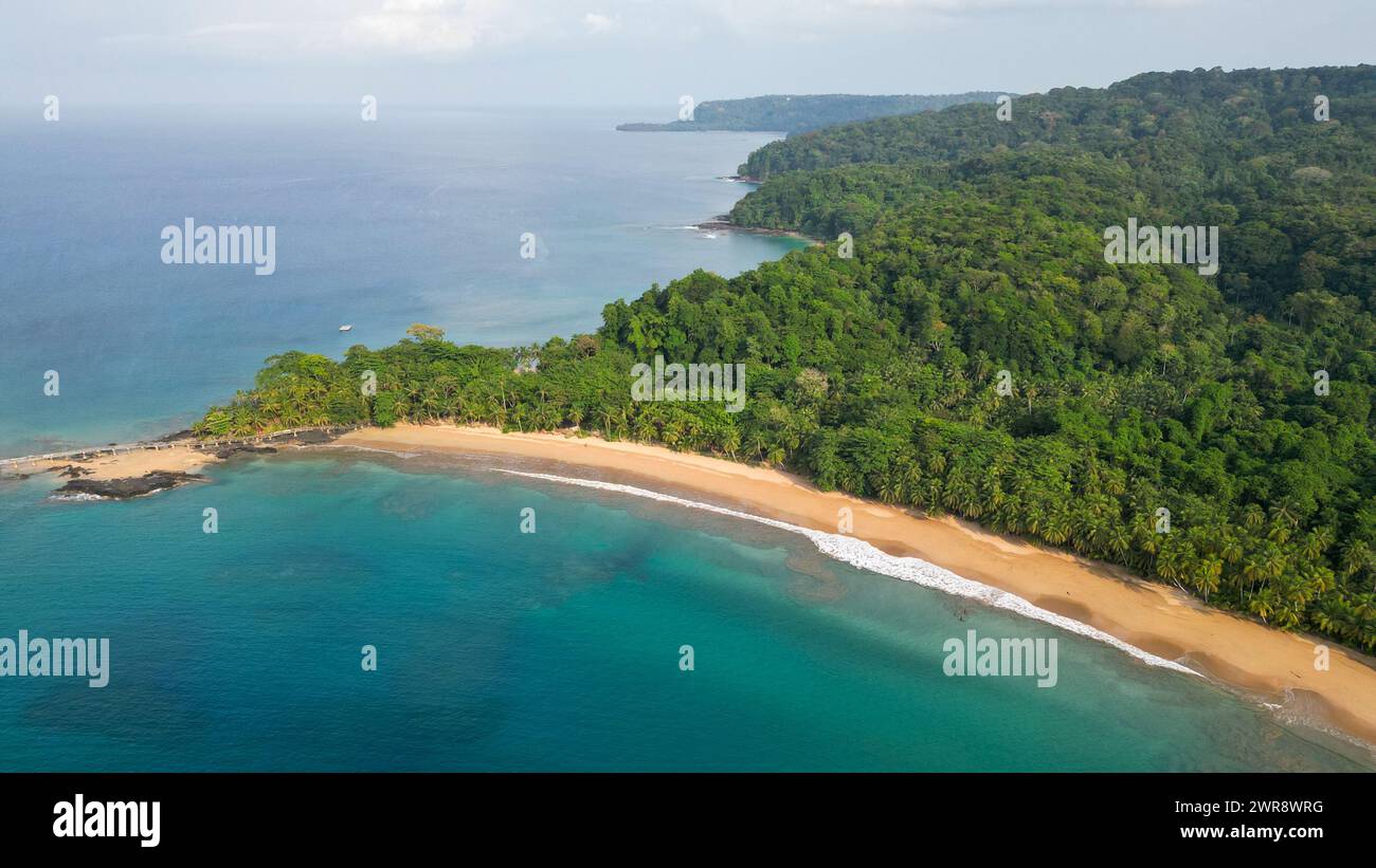 Aerial view from Ilheu Bom Bom in Prince Island .Principe is the world ...