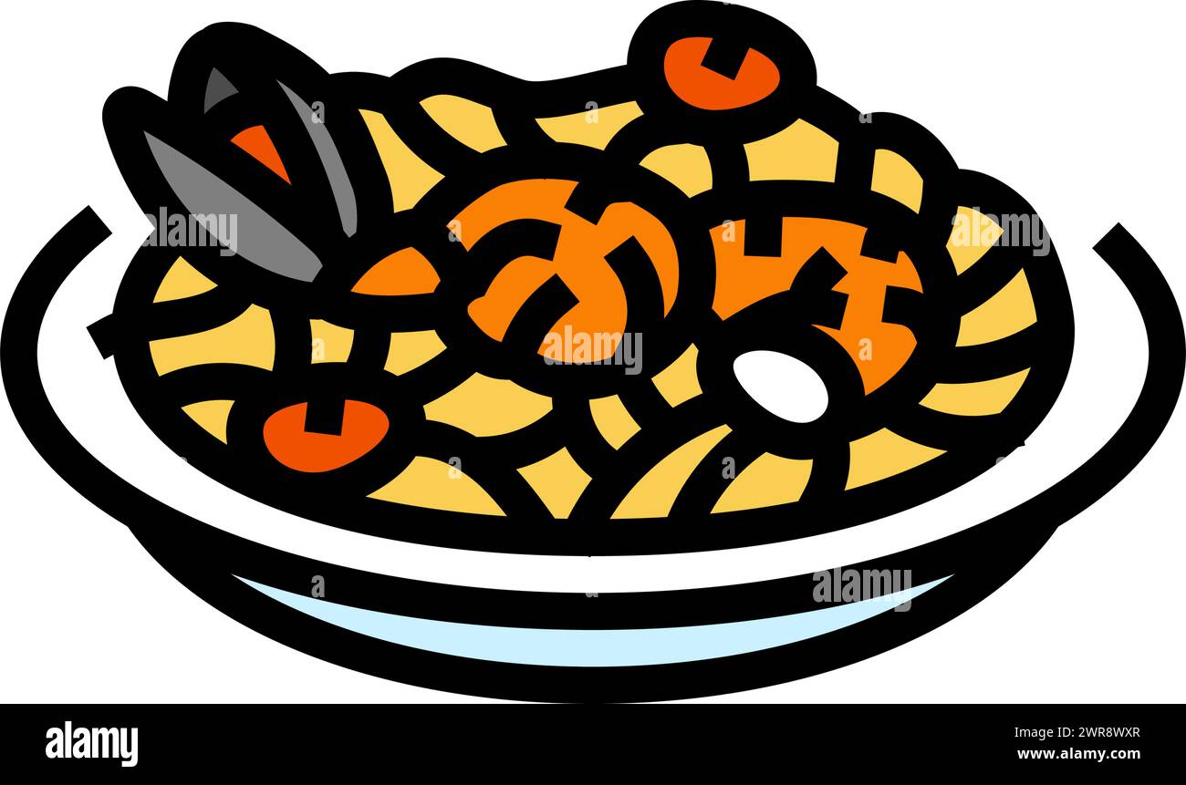 seafood pasta sea cuisine color icon vector illustration Stock Vector ...