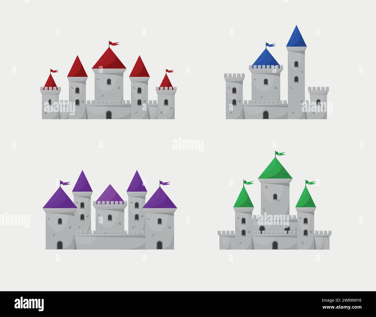 Medieval vector castles icon set. Cartoon fairy tale castle tower icon Stock Vector Image & Art ...