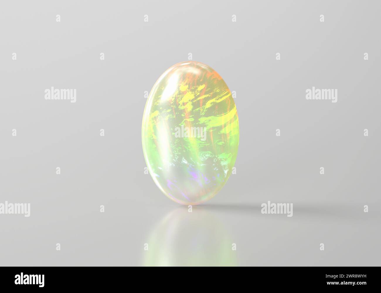 Opal round oval isolated on white background 3d rendering Stock Photo ...