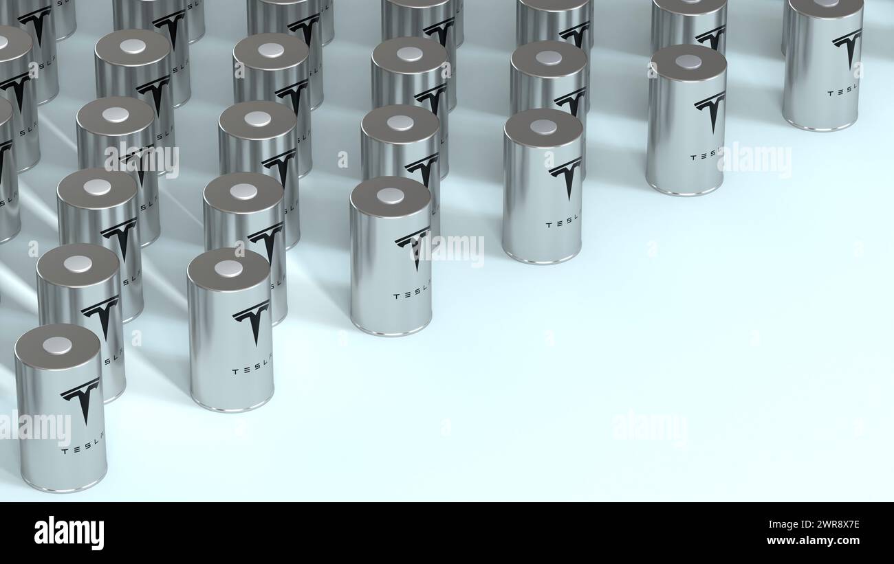 Lithium-ion 4680 Tesla battery pack, High-capacity accumulator cell ...