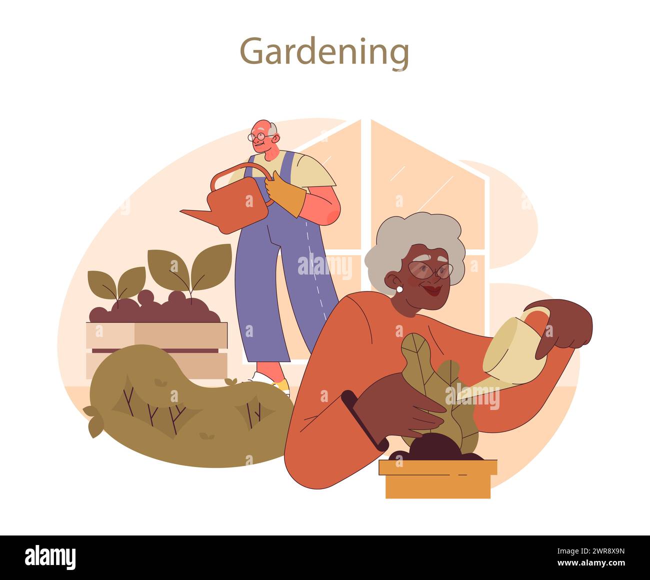 Nurturing seniors Stock Vector Images - Alamy