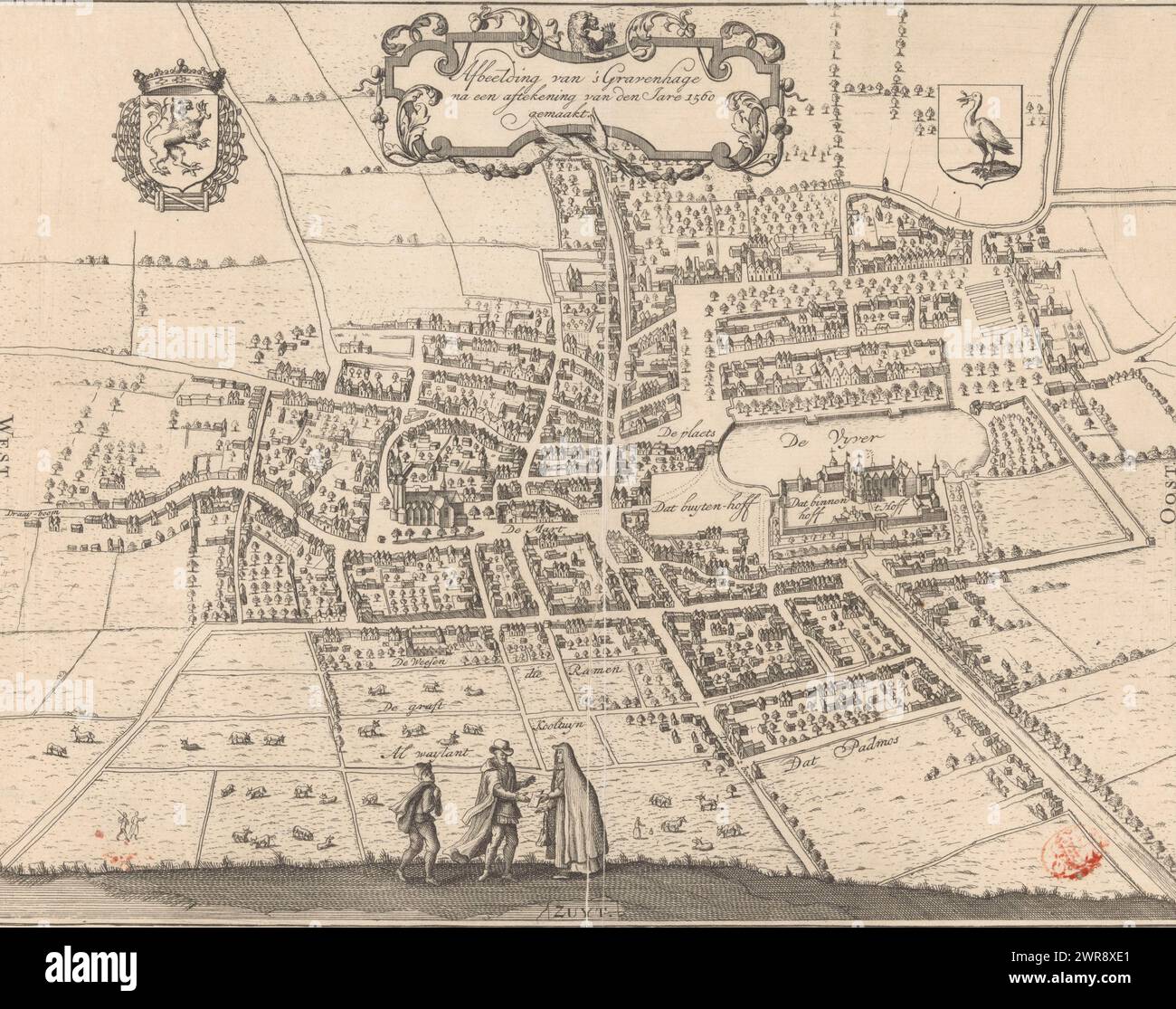 Map of The Hague, 1560, Image of The Hague made after a drawing in the ...