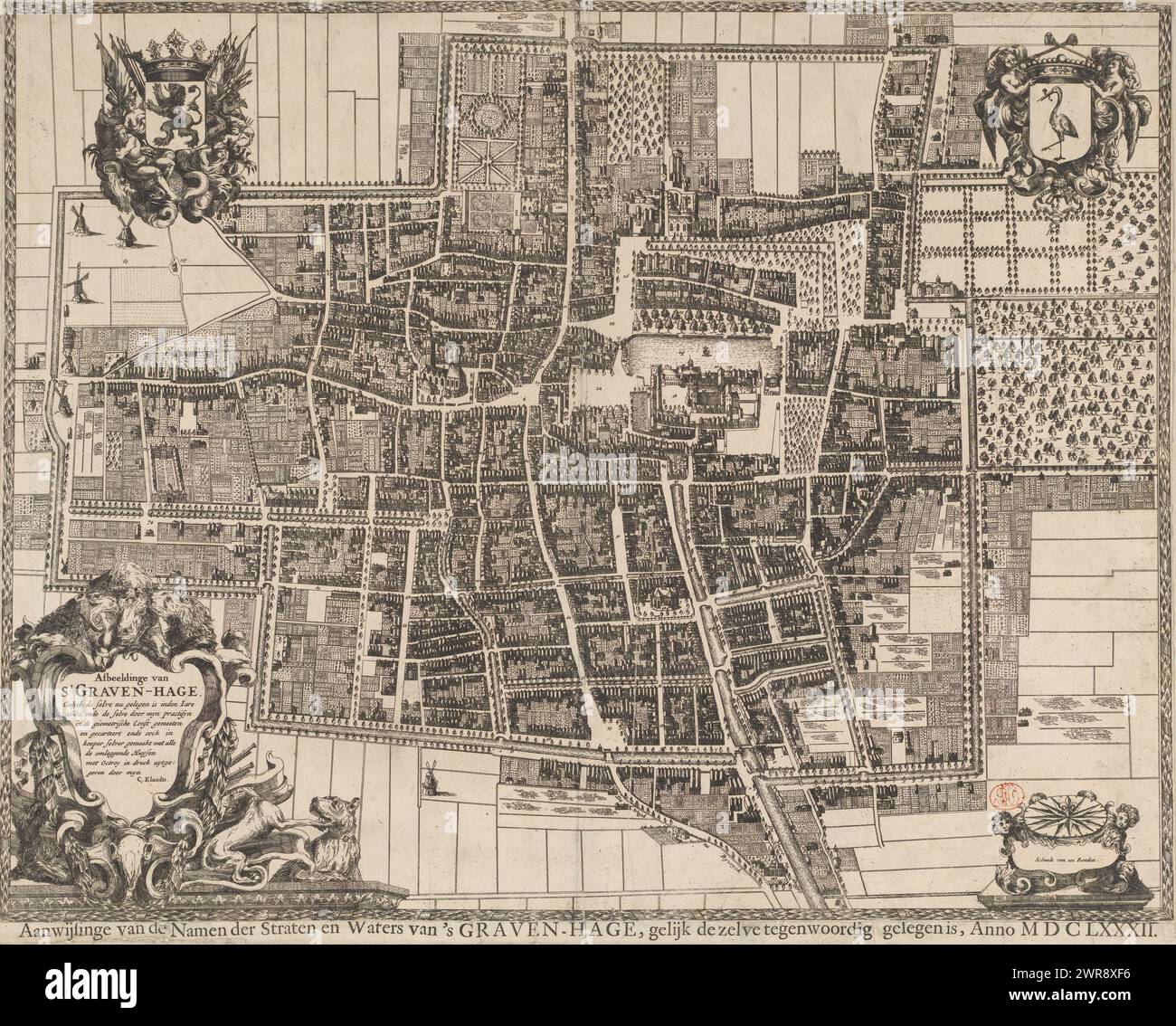 Map of The Hague, 1682, Image of s' Graven-Hage, as it is now located ...