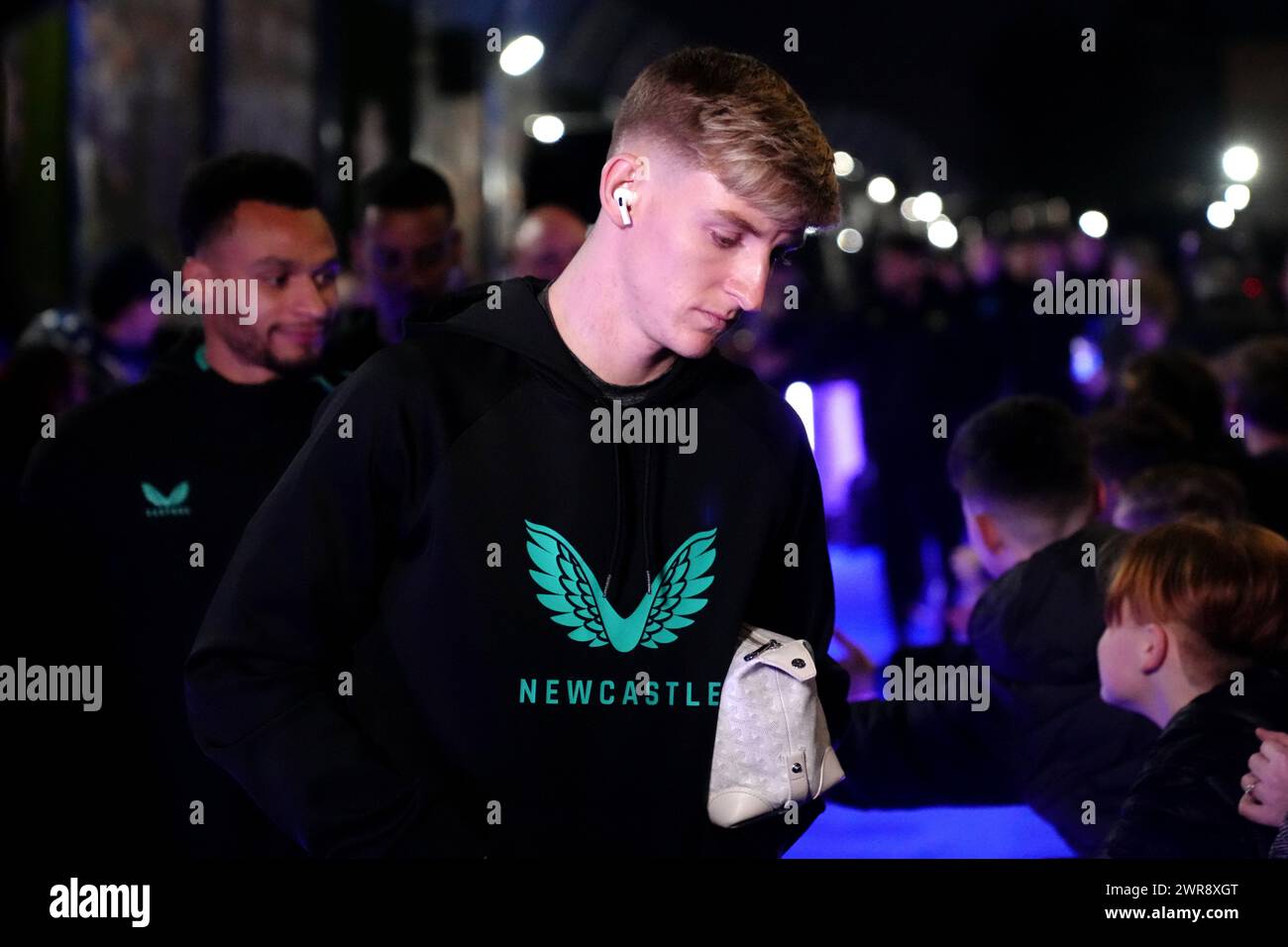 Newcastle United's Anthony Gordon arrives to the stadium ahead of the ...