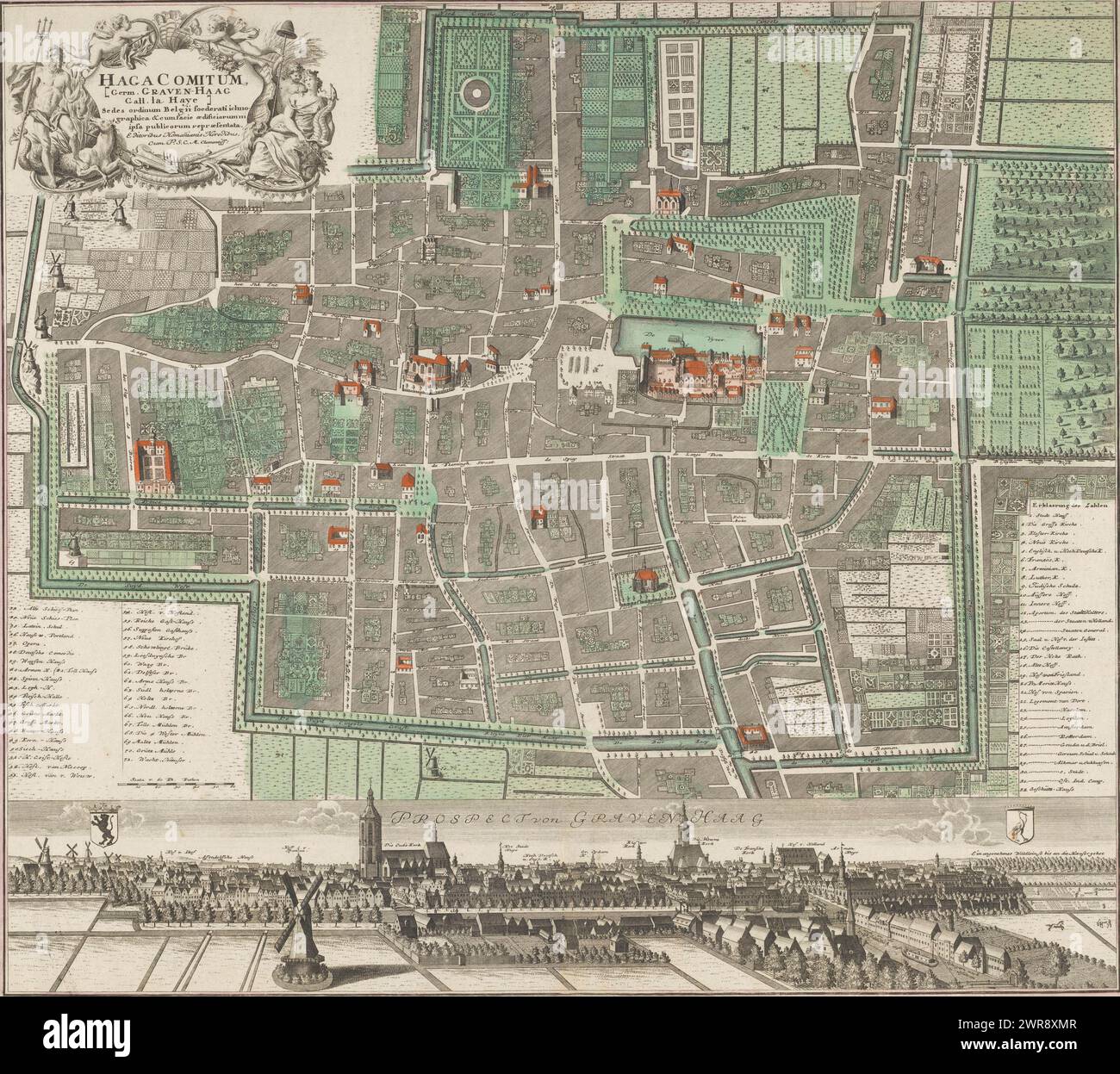 Map of The Hague with cityscape, Haga Comitum, [Germ. Graven-Haag Gall ...