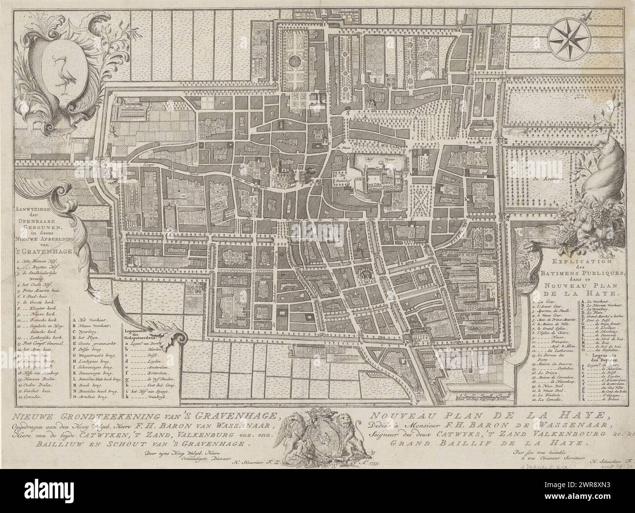 Map of The Hague, New ground plan of The Hague / Nouveau plan de La ...