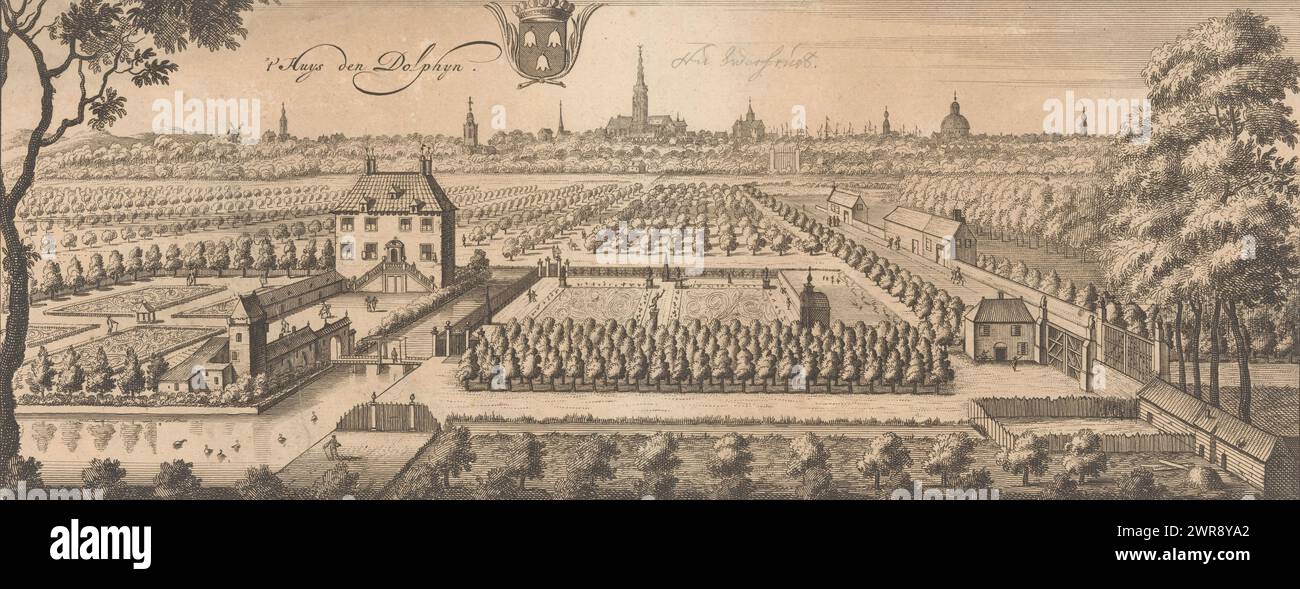 View of the country estate Den Dolphijn, 't Huys den Dolphyn (title on ...
