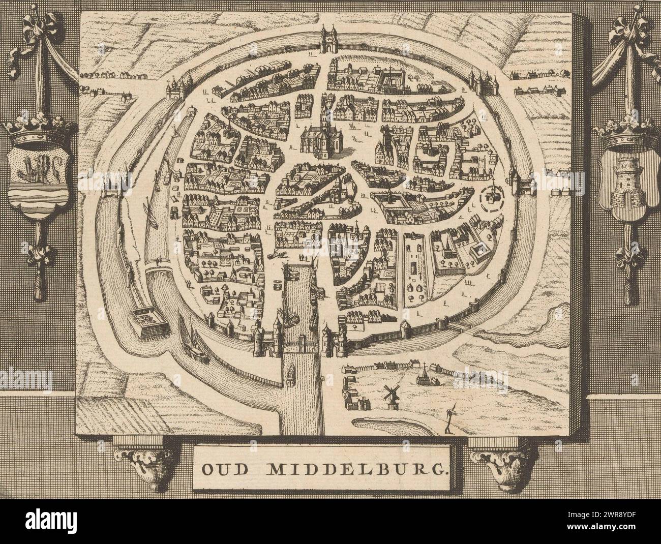 Map of Middelburg, ca. 1400, Oud Middelburg (title on object), Map of ...