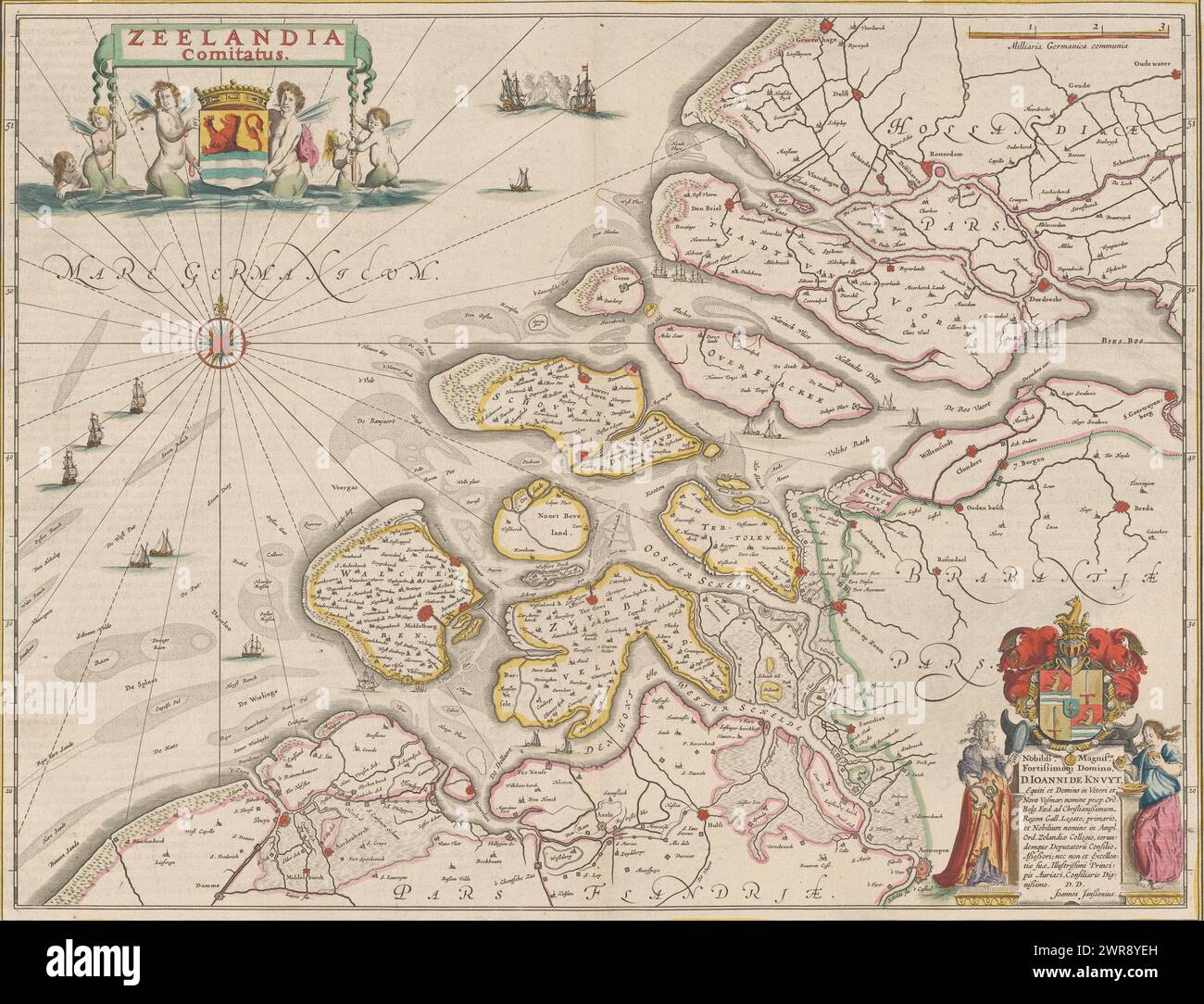 Map of Zeeland, Zeelandia Comitatus (title on object), Top left the ...