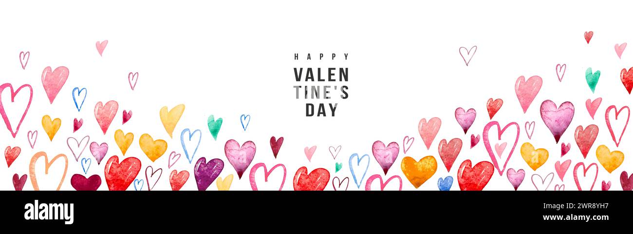 Romantic love background with horizontal border made of beautiful ...