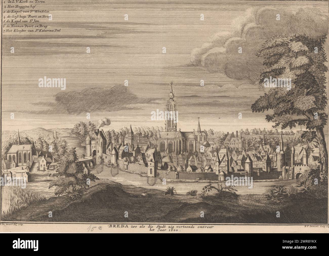 View of Breda, Breda as it appeared around the year 1500 (title on ...