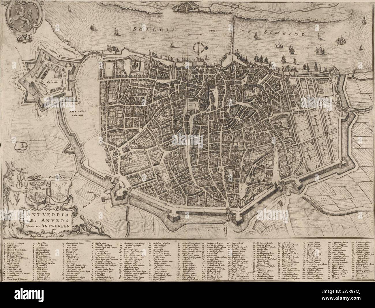 Map of Antwerp, Antverpia; Gallis Anvers vernacule Antwerp (title on ...