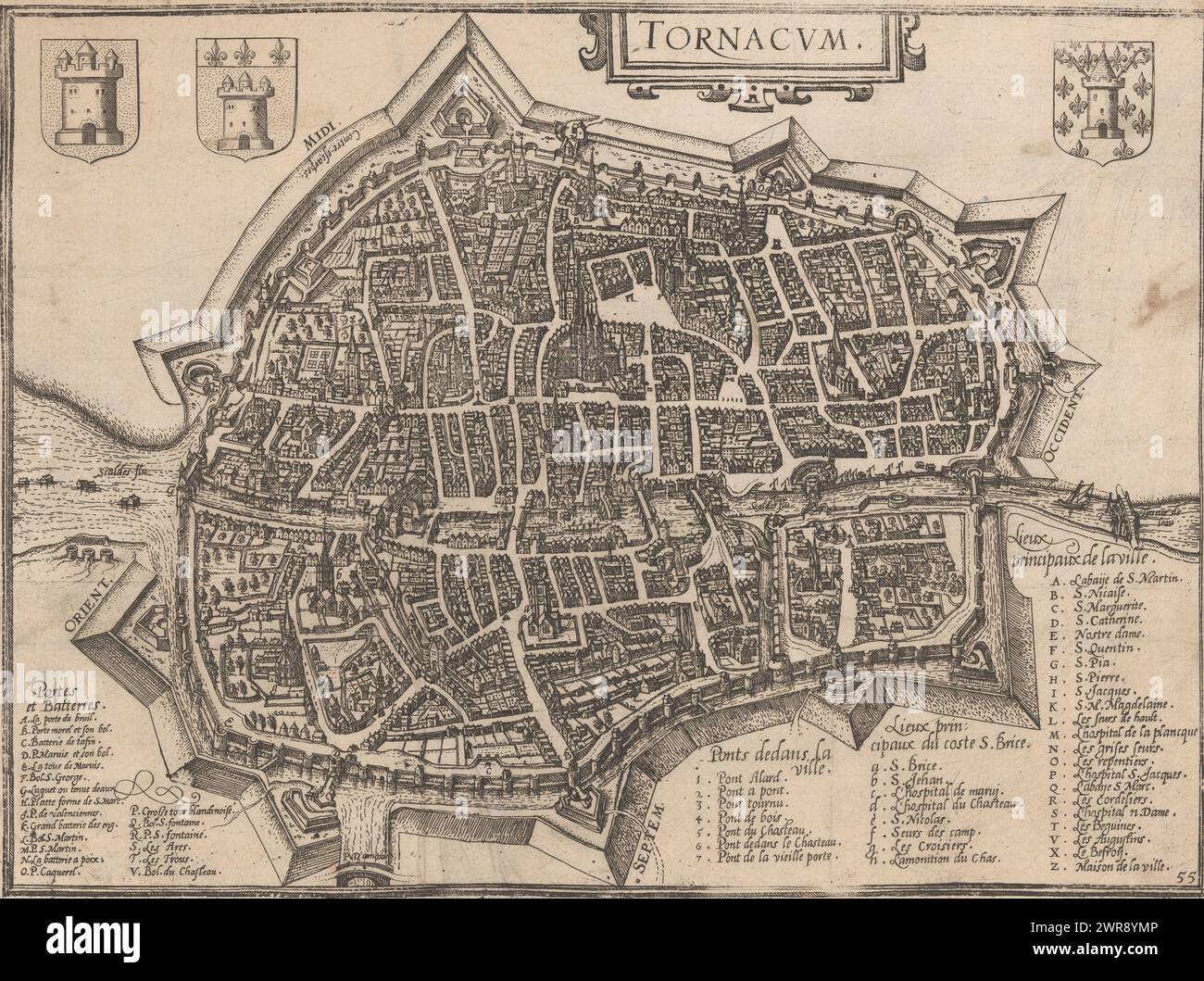 Map of Tournai, Tornacum (title on object), Map of Tournai with ...