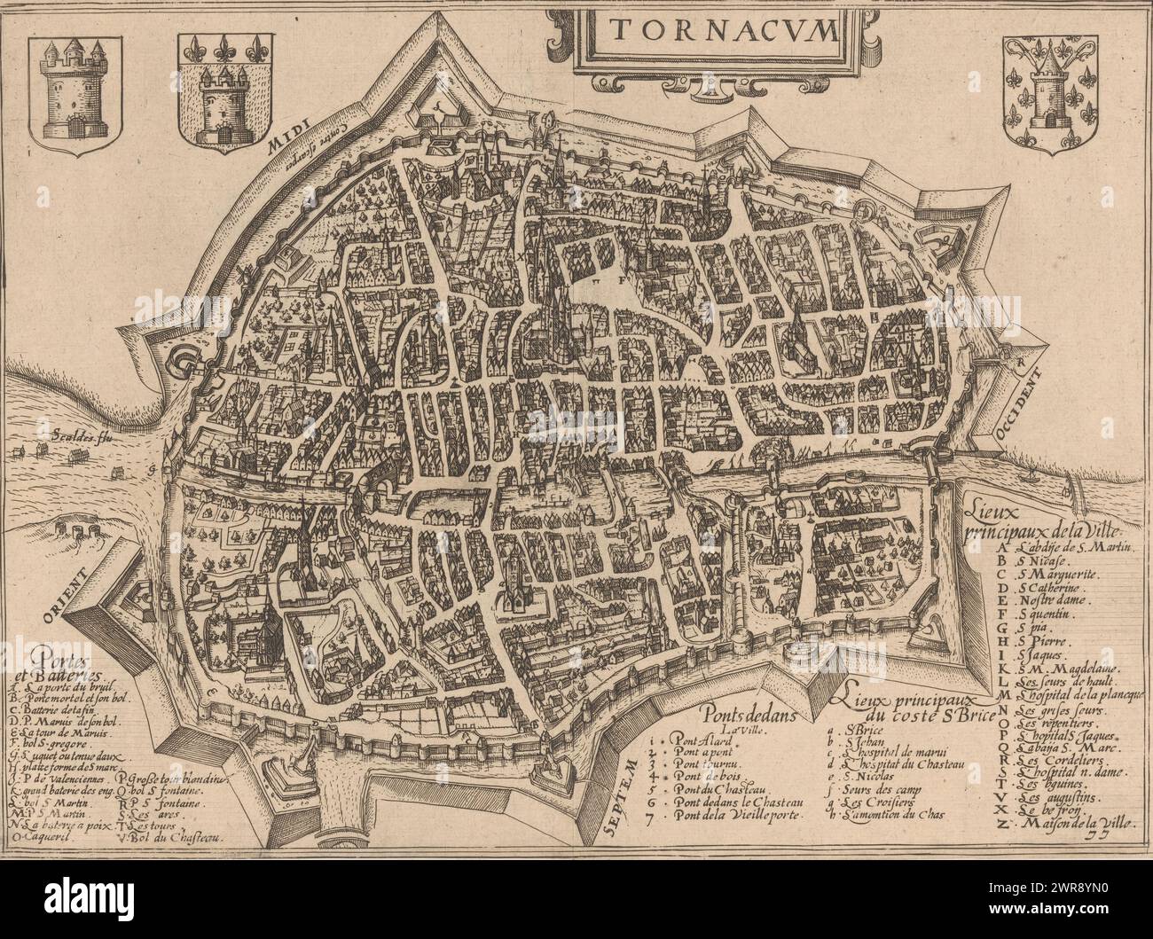 Map of Tournai, Tornacum (title on object), Map of Tournai with ...
