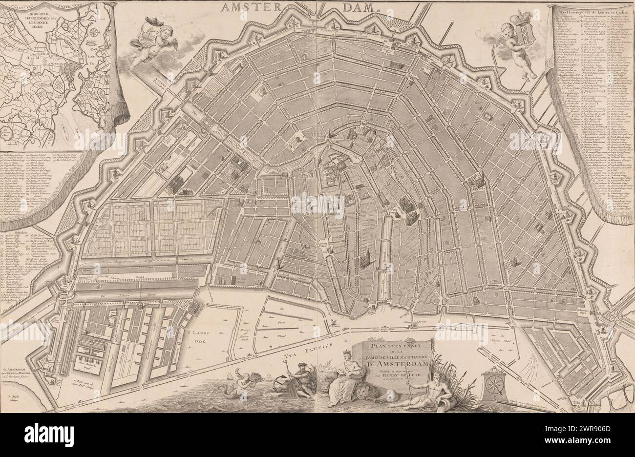 Map of Amsterdam, Plan tres exact de la fameuse ville marchande d ...