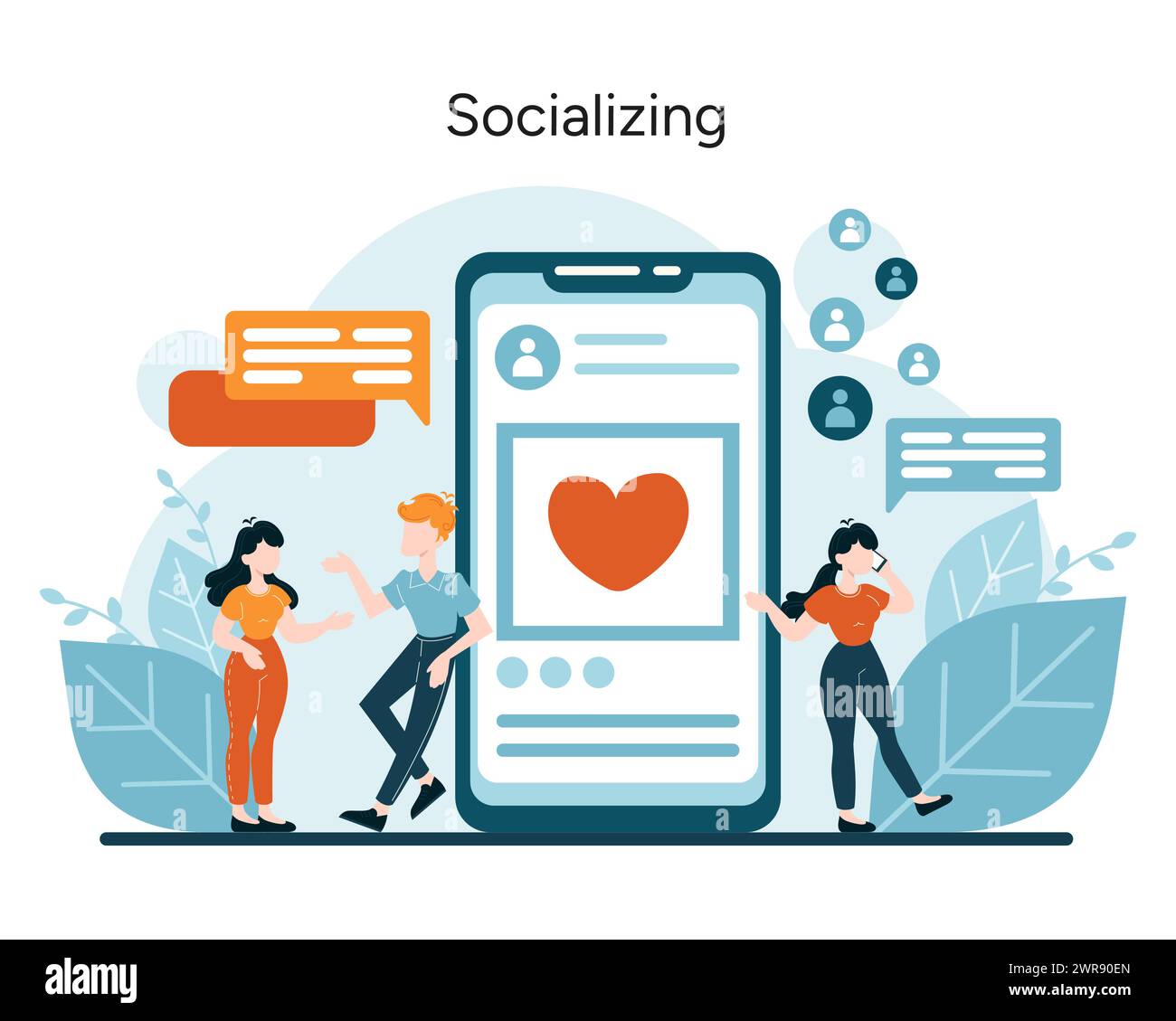 Digital Connection concept. People engaging in modern communication ...