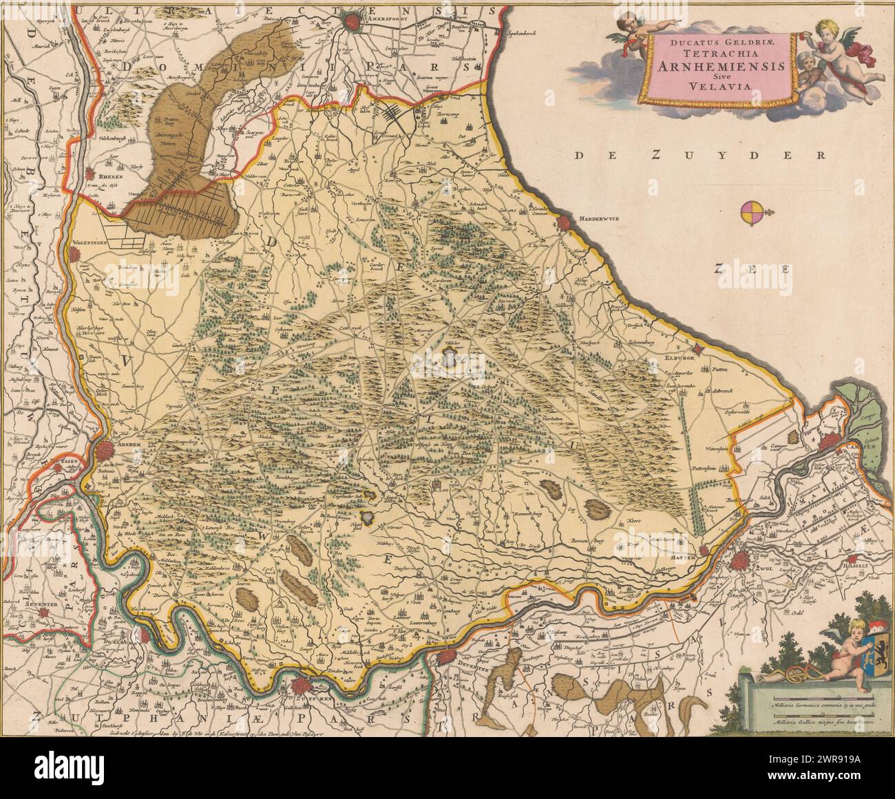 Map of the Veluwe, Ducatus Geldriae tetrachia Anhemiensis sive Velavia ...