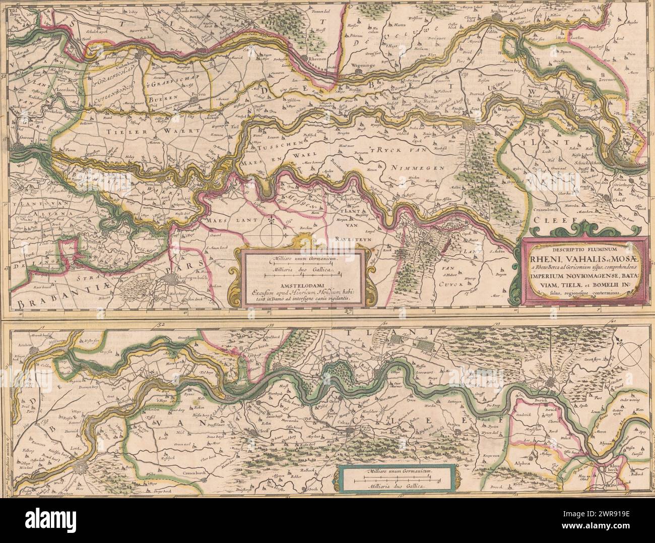 Map of part of the course of the Rhine, the Waal and the Meuse ...