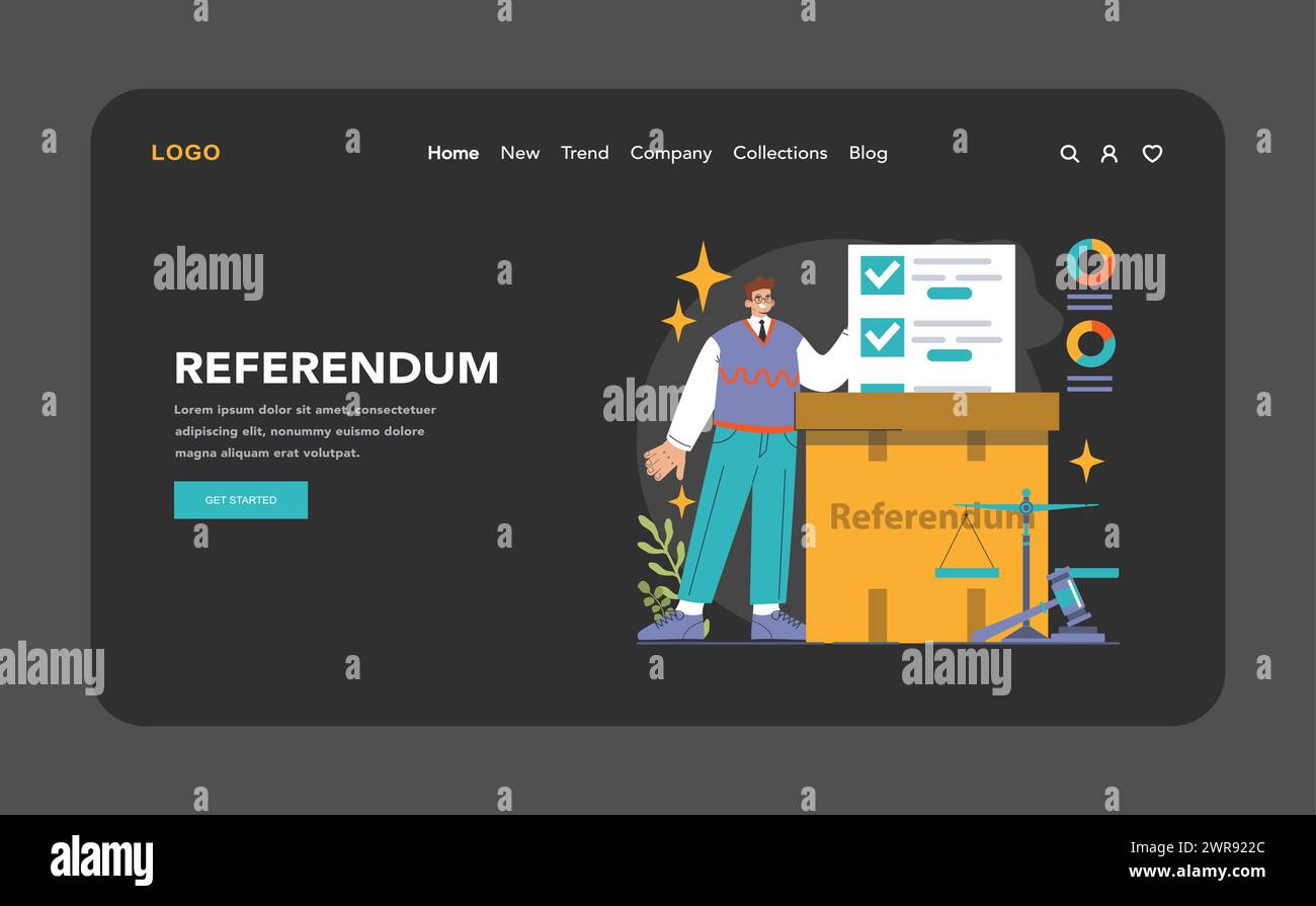 Election web or landing dark or night mode. Democratic procedure, citizens choosing political ...