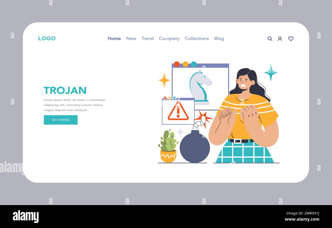 Trojan horse web or landing. Concerned user encounters hidden malware ...