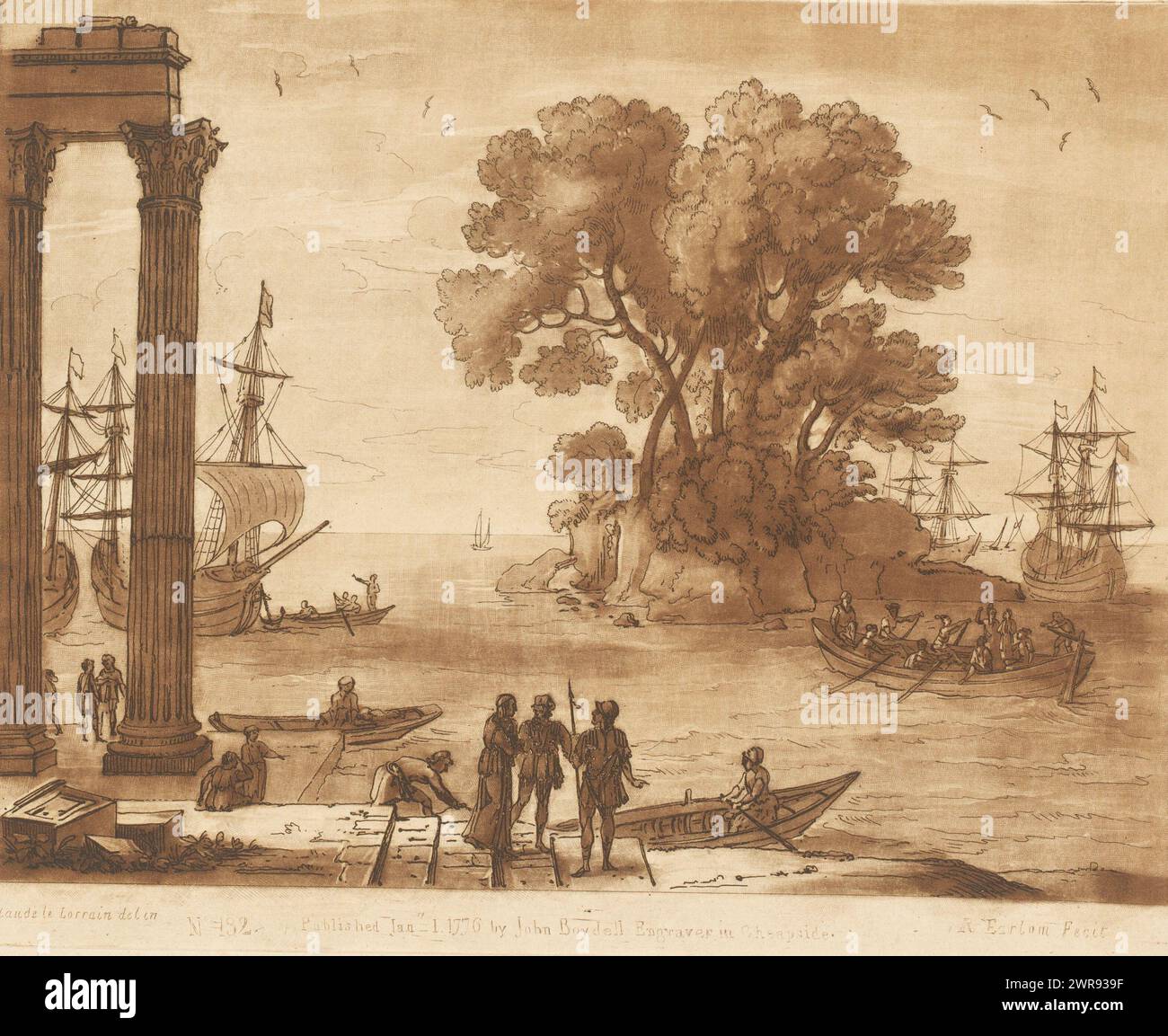 Seaport with embarkation of Saint Paul, Prints after drawings by Claude ...