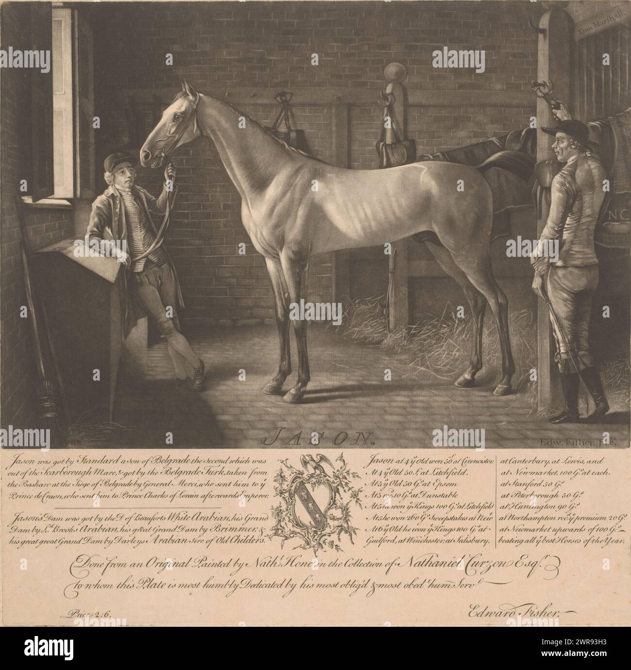 Horse Jason in the stable with two riders. Above the rider on the right ...