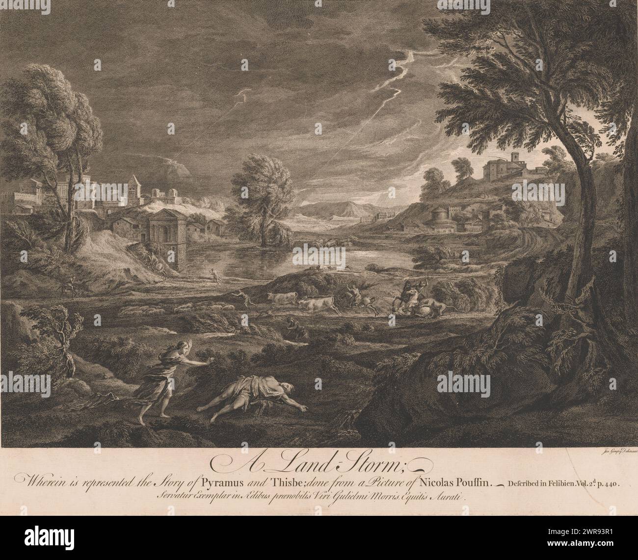 Stormy landscape with Pyramus and Thisbe, A Land Storm (title on object ...