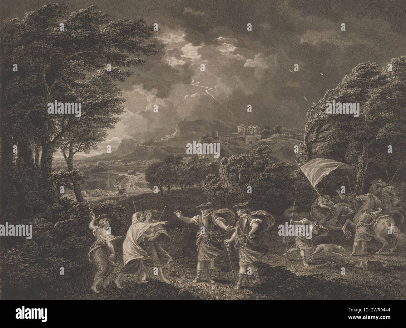 Stormy landscape with Macbeth and Banquo among the three witches ...