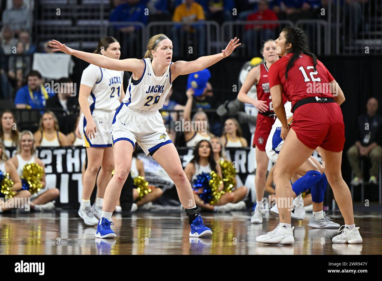 South Dakota State Jackrabbits forward Tori Nelson (20) guards South ...