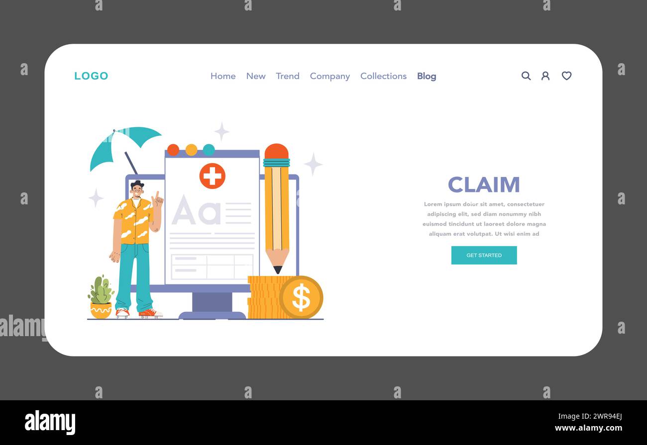 Insurance claim process concept. A confident person with an umbrella ...