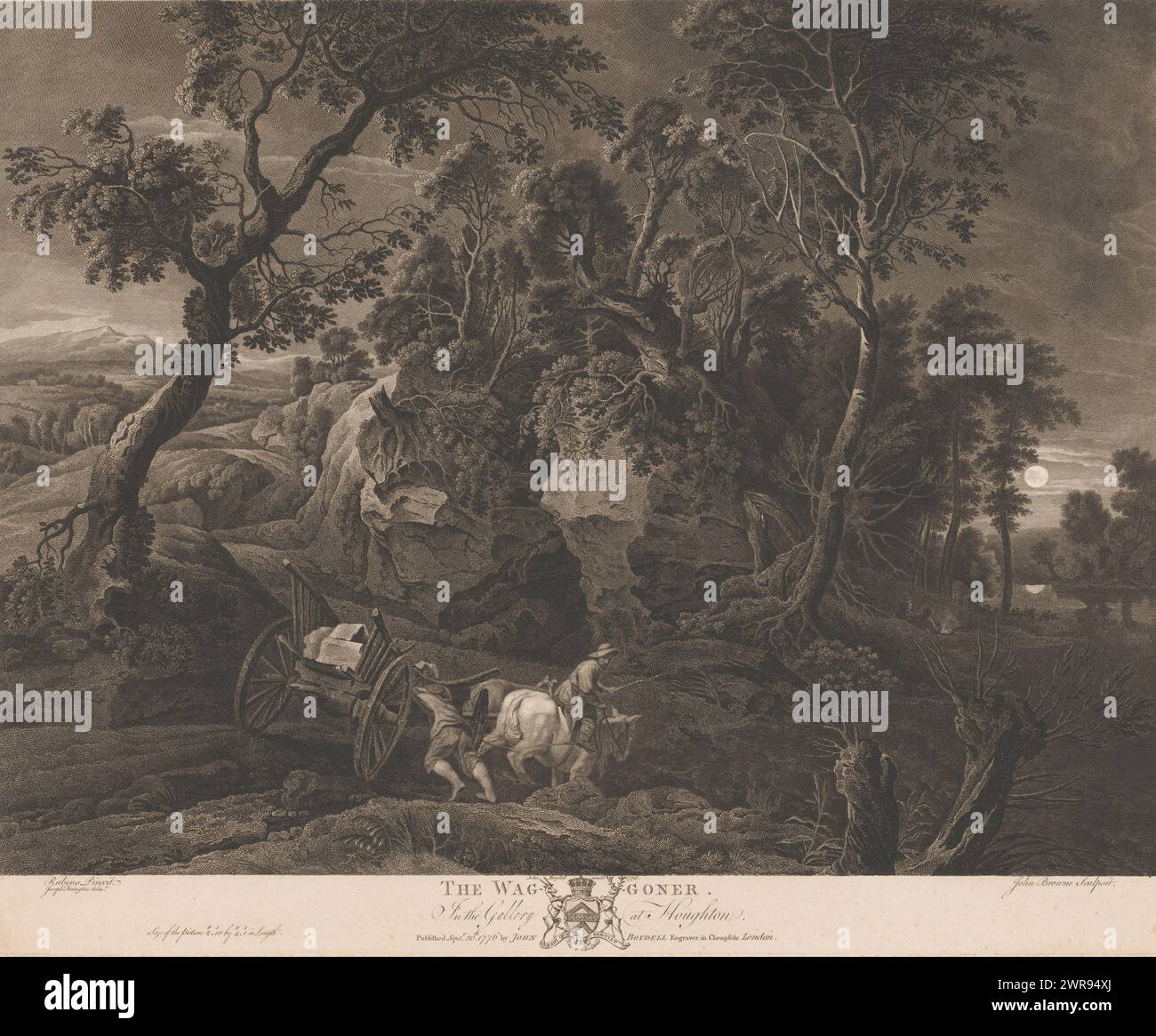 Nocturnal landscape with a driver near rocks, The Waggoner (title on ...